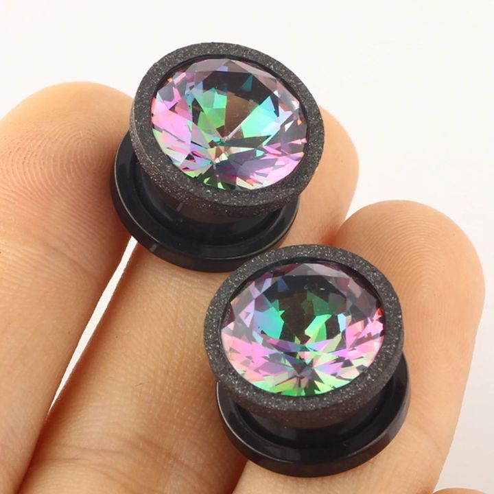 2PCS 316L Stainless Steel Ear Plugs tunnels Piercing Ear Expander Flesh ...