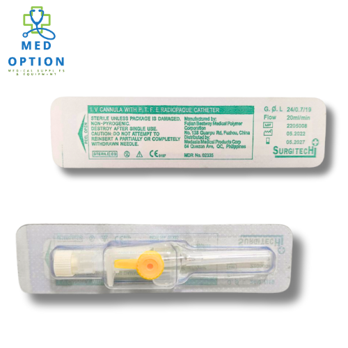 IV Cannula 24G (IV Cath) Wings & Injection Port SURGITECH | IV Catheter ...
