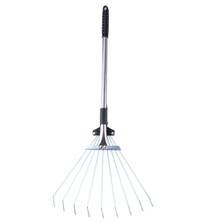 Telescopic Metal Rake Adjustable Folding Leaves Rake for Lawn and Yard ...
