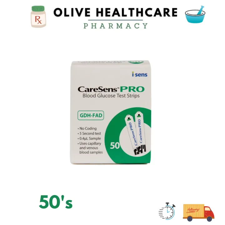 CareSens PRO Blood Glucose Test Strips 50's- for CareSens Dual Meter ...