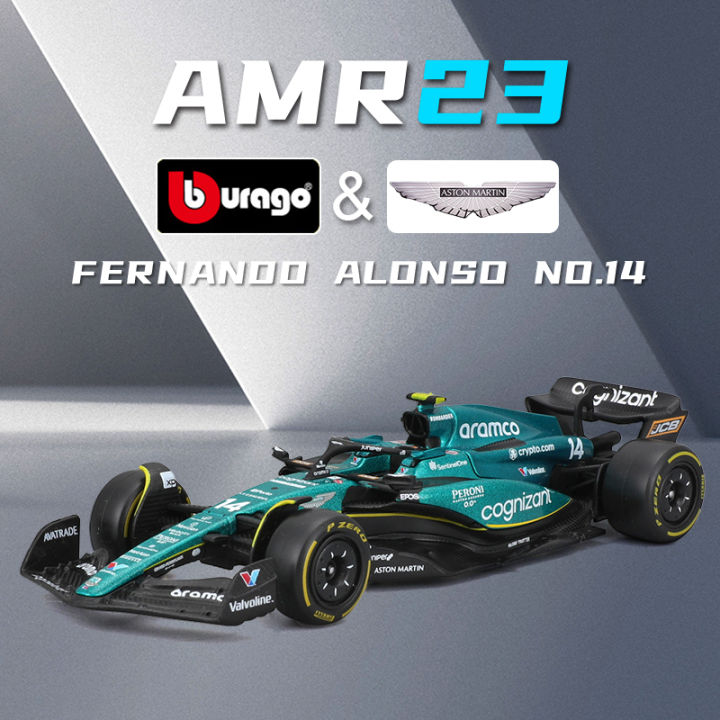Bburago 2023 1:43 F1 Aston Martin Aramco Team AMR23 #14 Fernando Alonso #18 Stroll Formula Alloy ...