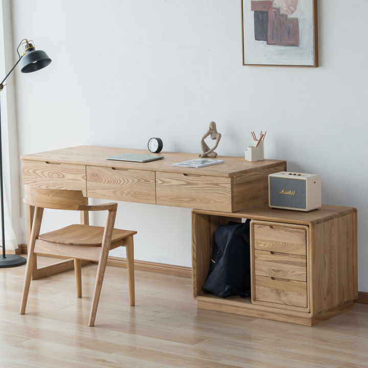 North American ash desk and chair combination Nordic multifunctional ...