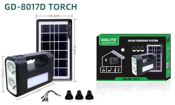 GD-8017D rechargeable solar emergency light, portable solar light kit ...