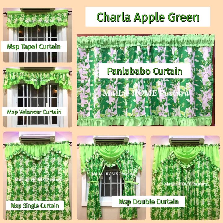 Charla Apple Green Curtains for Door and Window | Lazada PH