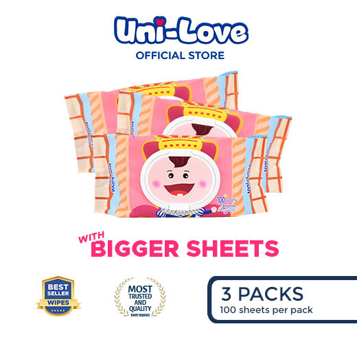 UniLove Fairytale Baby Wipes (King) 100's Pack of 3 | Lazada PH
