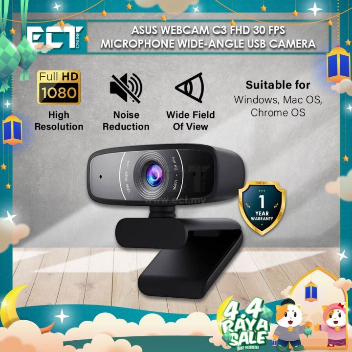 Asus Webcam C3 FHD 30 FPS Recording Beamforming Microphone Wide-Angle ...