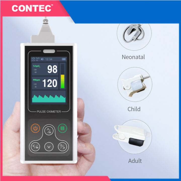 CONTEC CMS60D1 24hours Handheld Pulse Oximeter Rechargeable Blood Oxygen Meter PR PI Recorder PC ...
