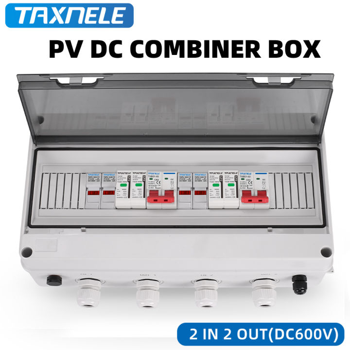 Solar photovoltaic PV Combiner Box 2 input 2 out 2 String Surge Lightning Protection DC 600V ...