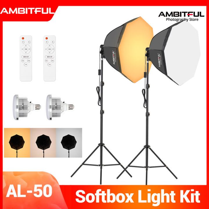 Ambitful AL-50 Studio Light Softbox Kit For Photography 3000-6500K ...