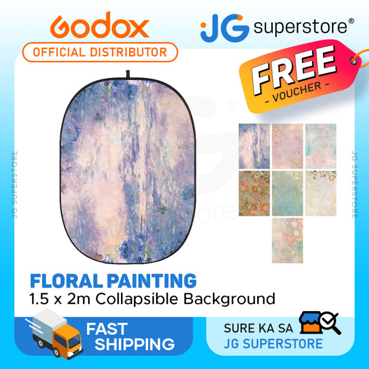 Godox Collapsible Backdrop 1.5 x 2m Floral Painting Background Easy Set ...