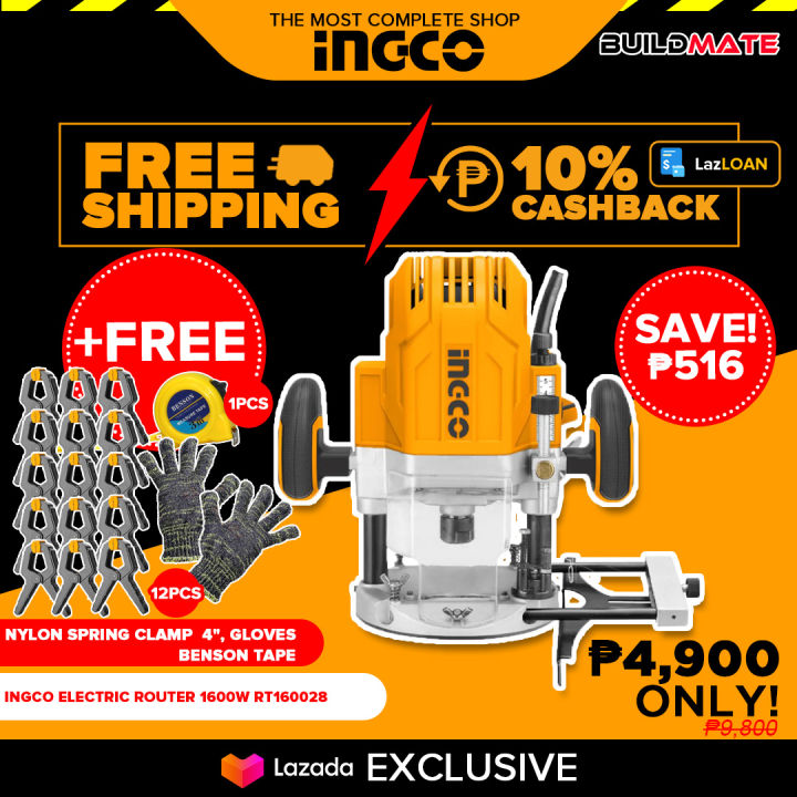 BUILDMATE Ingco Electric Router 1600W Plunge Router Machine Laminate ...