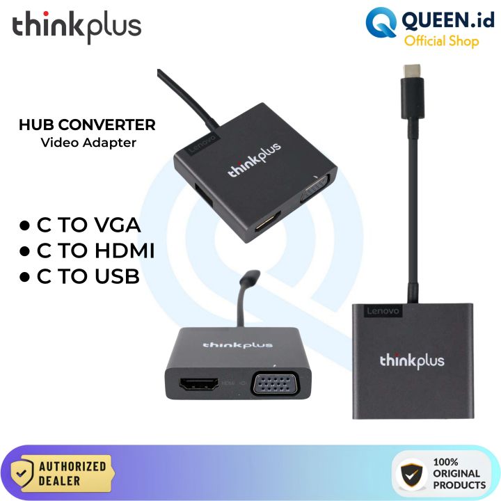 Lenovo Thinkplus 3 In 1 Versatile Video Adapter Converter Usb Type C To