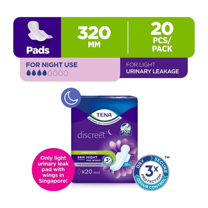 TENA Discreet Night Pad 320mm with Wings (20s) | Lazada Singapore
