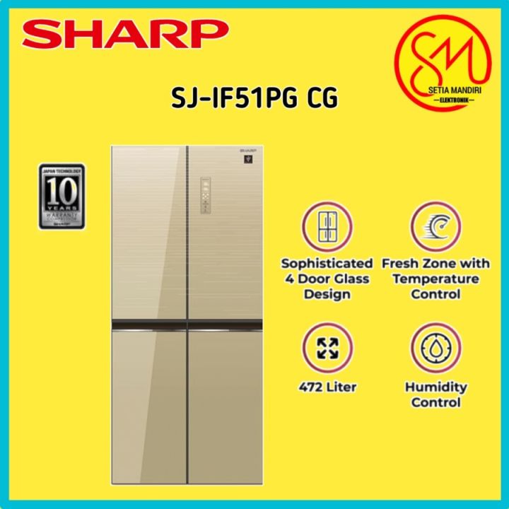 SHARP KULKAS SIDE BY SIDE SJ-IF51PG-CG MEGA FREEZER 472L INVERTER 4 ...