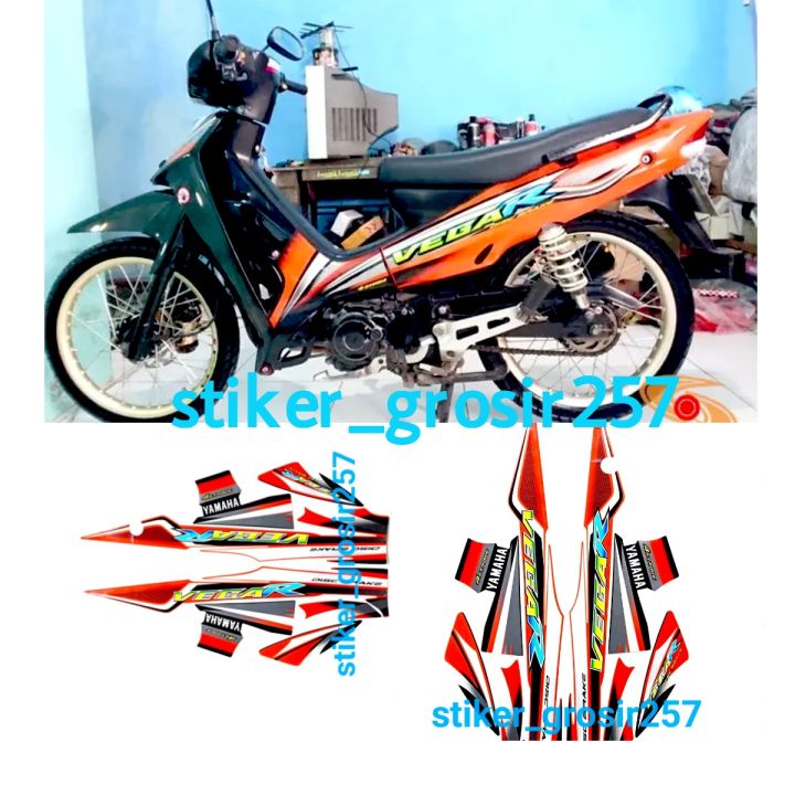 STIKER STRIPING & LIS BODY MOTOR VEGA R LAMA TAHUN 2004 WARNA ORANGE ...
