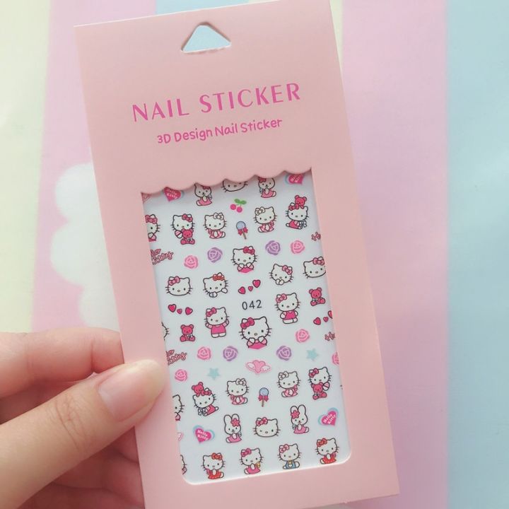 Sanrio Anime Stickers Cute Hello Kitty Pikachu Cartoon Nail Stickers ...