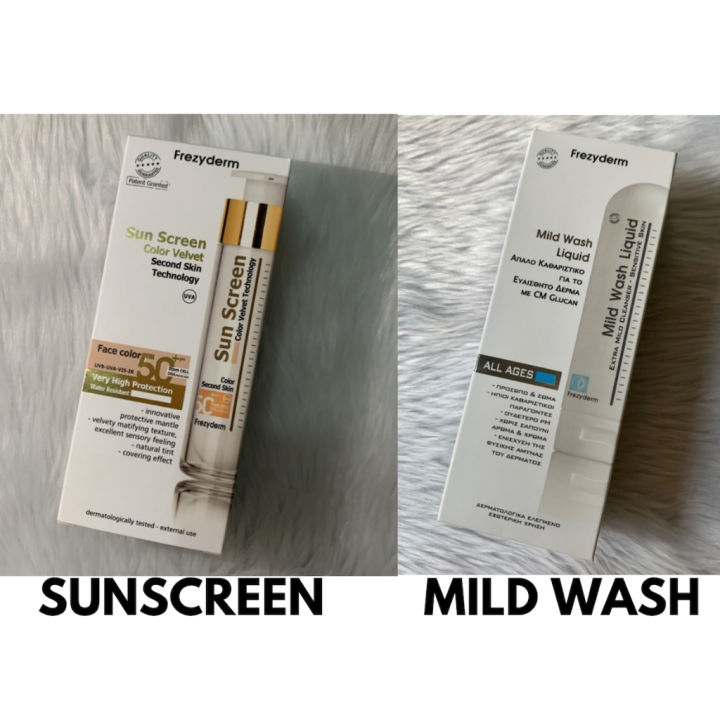 Frezyderm velvet and color velvet sunscreen spf 50 and mild wash liquid ...