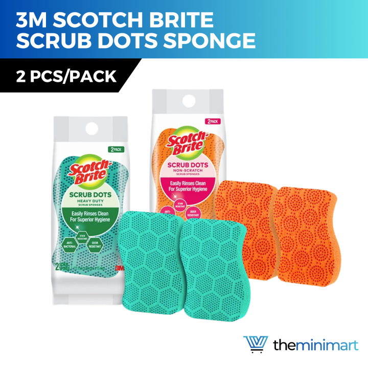 3M Scotch Brite Scrub Dots Antibacterial Scrub Sponge Rinses Clean ...