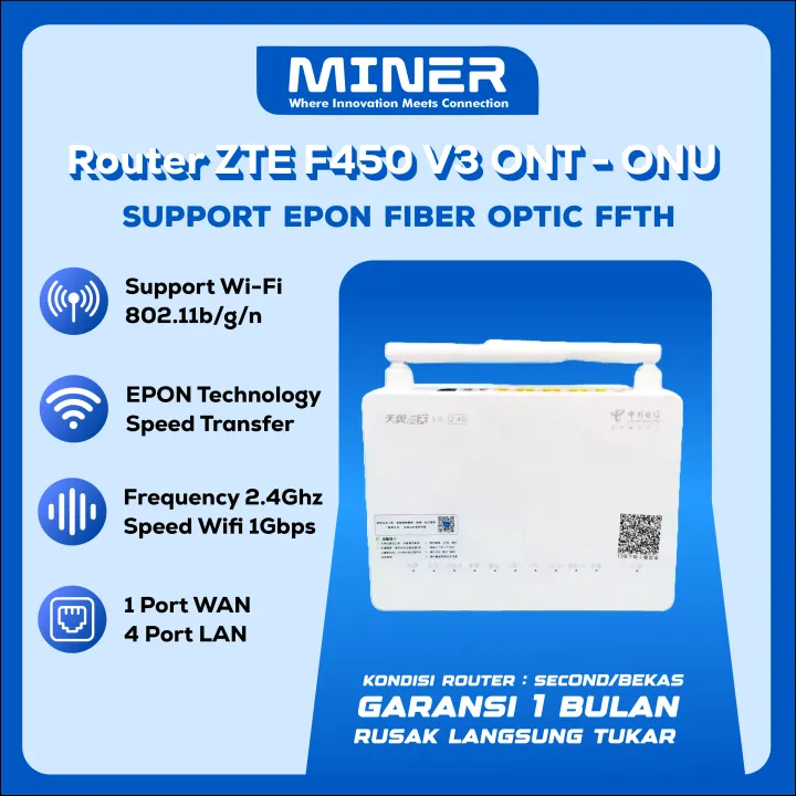 Modem Router ZTE F450 V3 Support Epon ONT ONU FTTH Fiber Optic FTTH ...