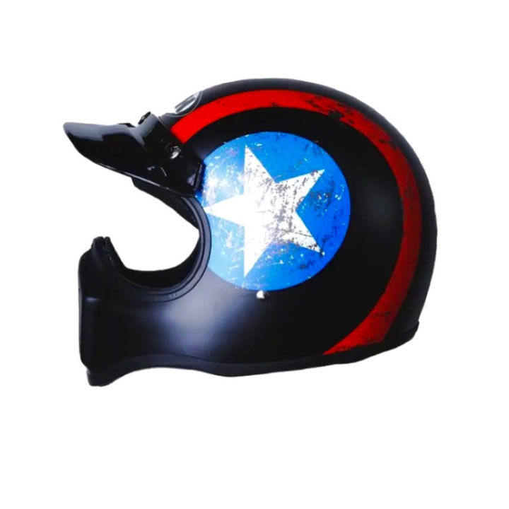 AN Helm Cakil HBC Original Hitam Doff Helm Retro Full Face Motif Sni ...