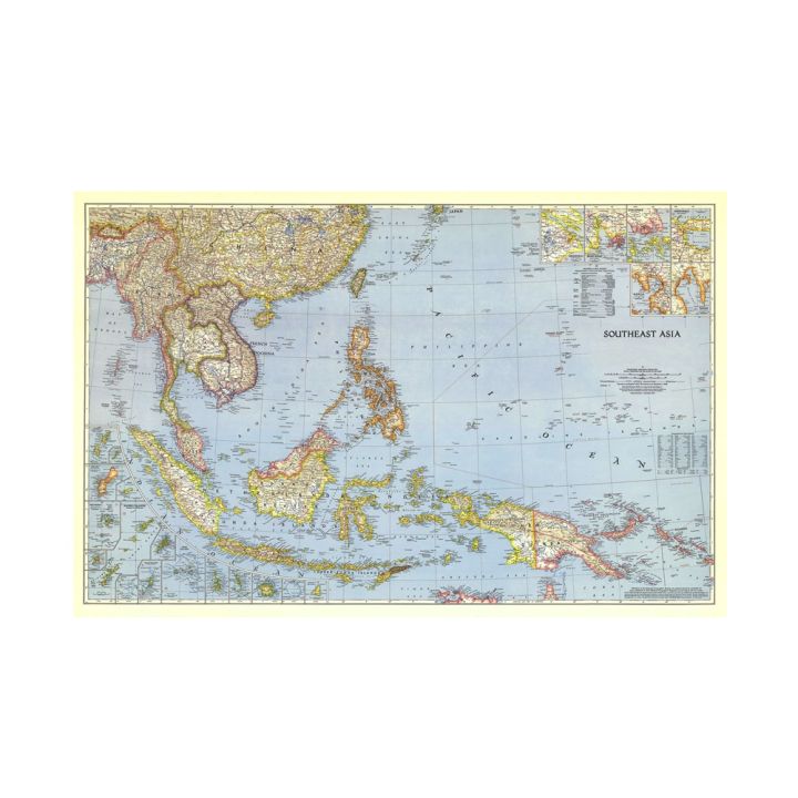 POSSBAY Southeast Asia Map(1944) Clear Printing Map Hanging Picture ...