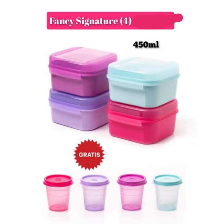 Tupperware Fancy signature set 4pcs, Gratis Midget 4pcs, Tempat makanan ...