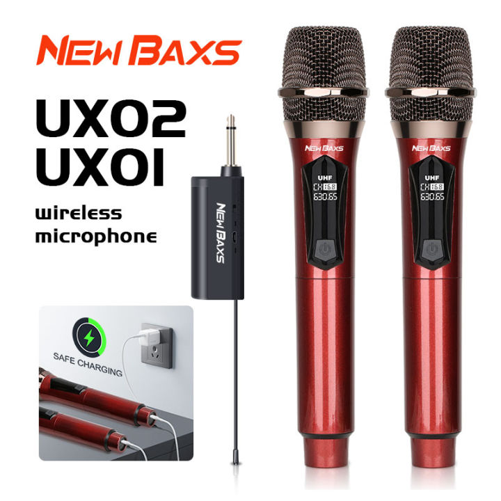 NewBaxs UX01/UX02/UX04 ไมโครโฟนไร้สาย 2 ไมโครโฟนแบบใช้มือถือ 50M ระยะทางรับ UHF FM Cyclic สามารถ ...