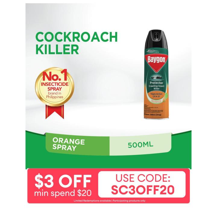 Baygon Protector Crawling Insect Killer Aerosol Spray 500ml | Lazada ...