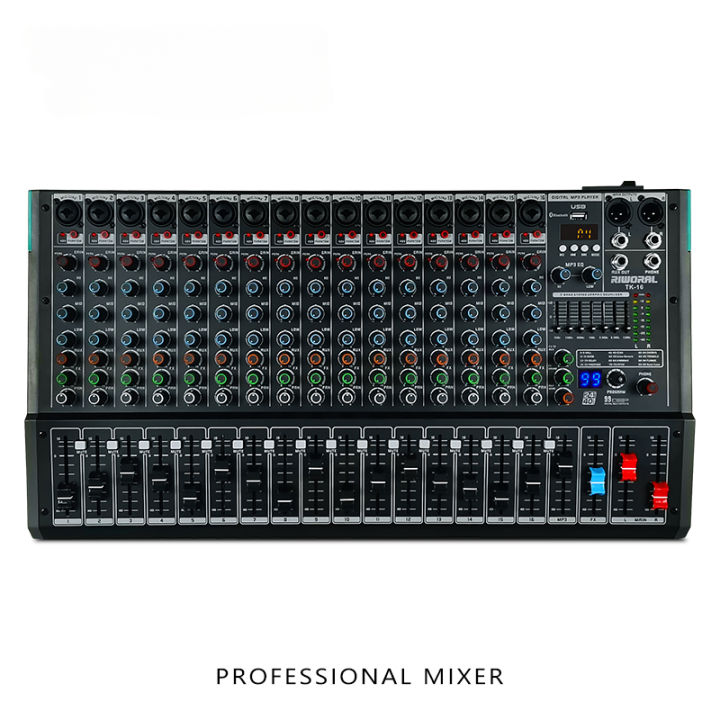 Audio Mixer 6 Channel Sound System 16 channel Audio interface EQ With 7-Band 99 DSP effect 12 ...