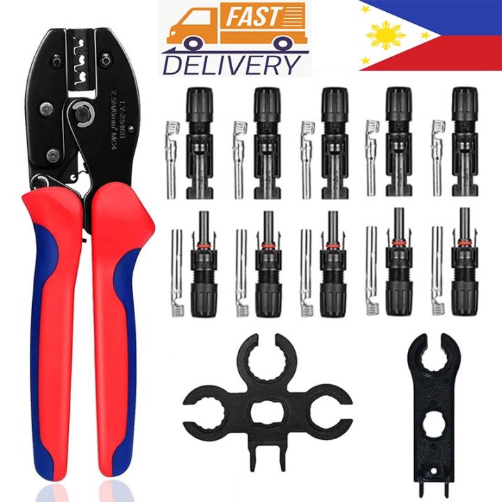 MC4 Solar Crimping Tool Kit for 2.5-6.0mm²/AWG26-10 Solar Panel PV Cable with Male Female MC4 ...