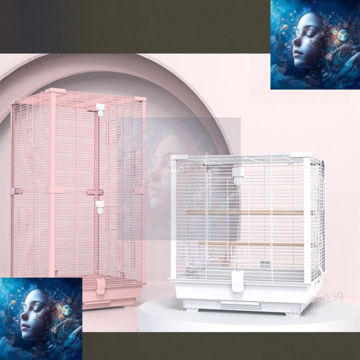 Luxury Bird Cage Square Aluminum Frame Parrot Cage With Horizontal Wire ...
