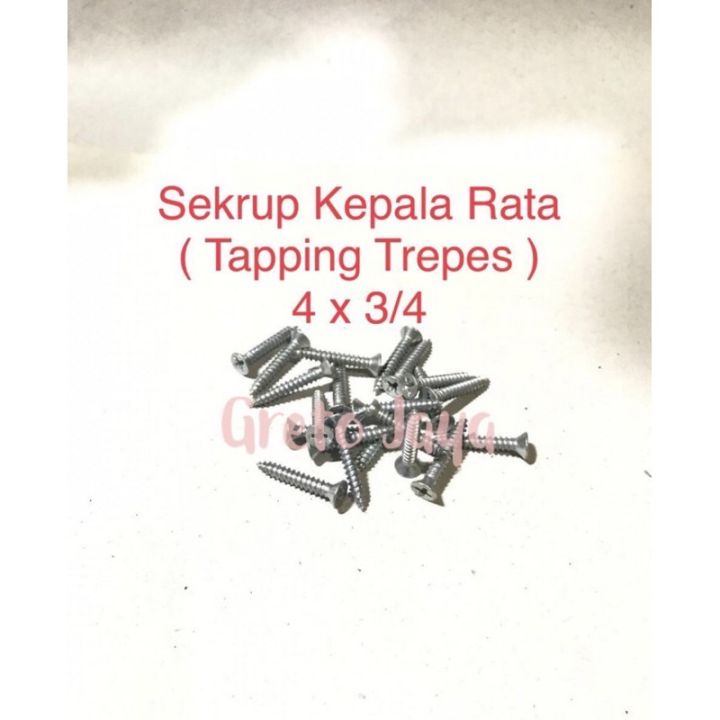 ( 4x3/4 100bj ) Sekrup Trepes 4 x 3/4 Skrup Tapping Taping Kepala Rata ...
