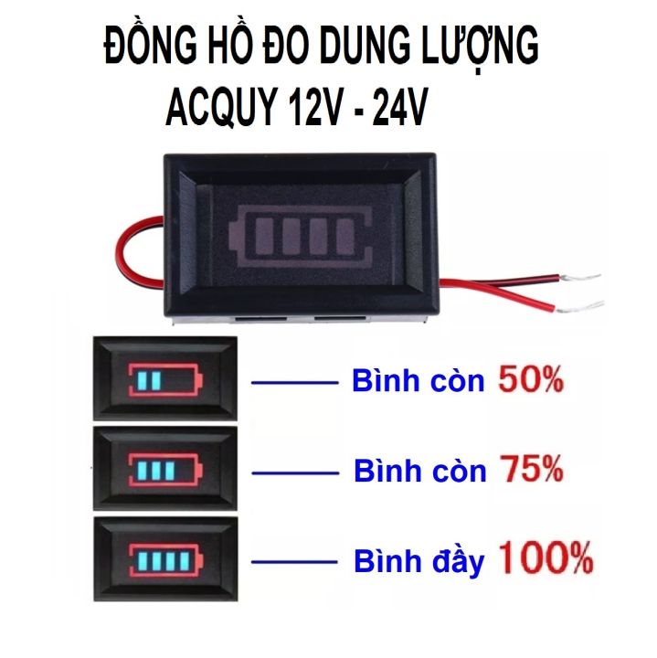 Đồng hồ báo dung lượng bình acquy 12V - 24V và khối pin 3s 12.6V. Đồng ...