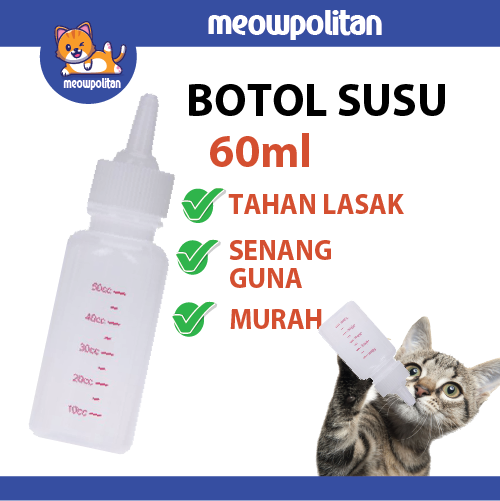60ml Kitten Puppy Milk Feeding Bottle Botol Susu anak kucing Kitten ...