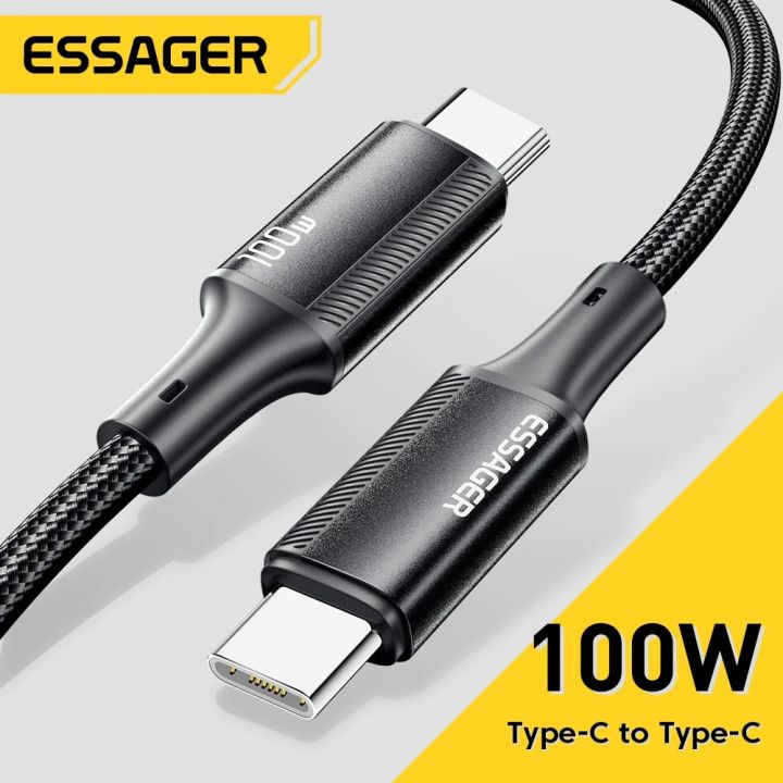 Essager PD 100W Type C to C Cable USB Type-C 5A Fast Charging Mobile Phone Cable For MacBook ...