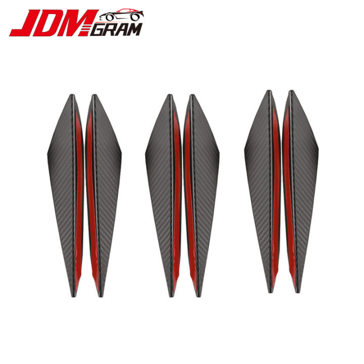 JDMGRAM Carbon Fiber Car Front Bumper Lip Splitter 2Pcs 6Pcs Universal ...