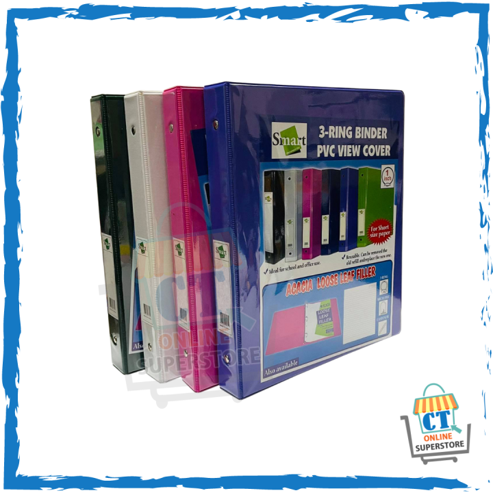 3-Ring Binder Arch File Folder PVC View Cover 1 inch Long Size - Black ...