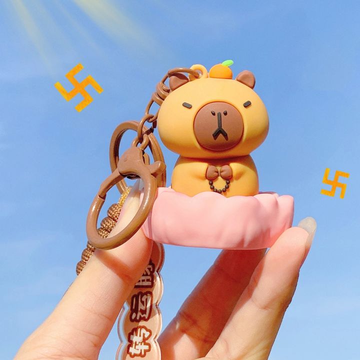 ANIME FAN Good Luck Capybara Key Chain Funny Lotus Seat Capybara ...