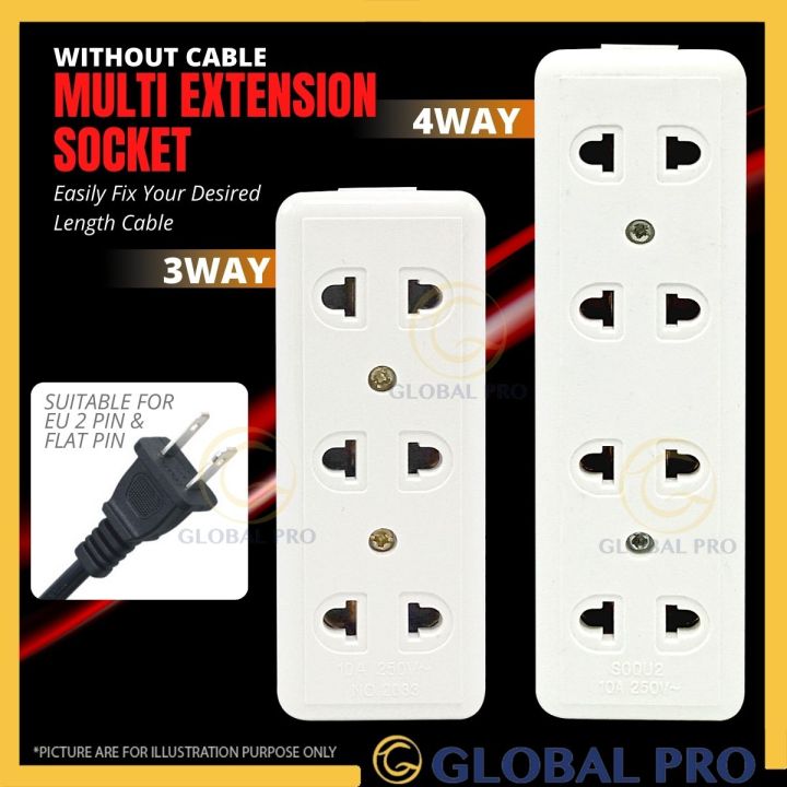 {Without Cable} DIY Multi 2 Pin 3 / 4 Way Extension Socket/Suitable For ...