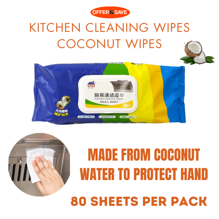 Disposable Kitchen Wipes Natural Coconut Ingredient 80Sheet Coconut ...