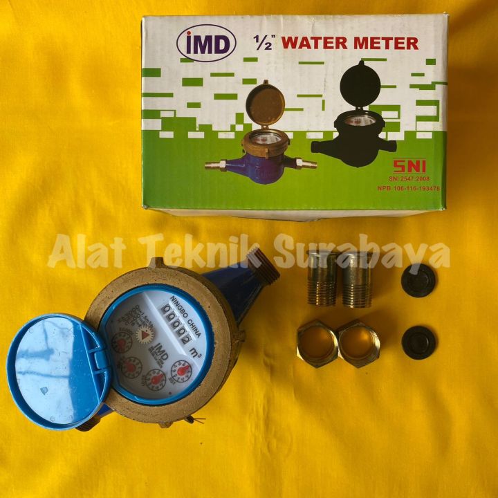 METERAN AIR IMD 1/2" INCH BODY BAHAN BESI SNI STANDAR PDAM PAM WATER FLOW METER PENGUKUR ARUS ...
