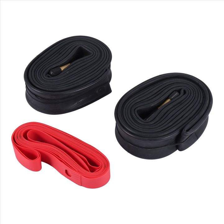 2Pack 700X35-43C Bike Inner Tube with 2 Rim Strip Schrader Valve Rubber Bike Tire Tube for 700C ...