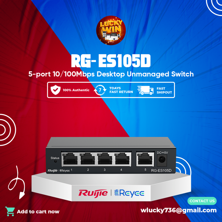 Reyee 5-Port 10/100Mbps Desktop Unmanaged Switch RG-ES105D 1pc | Lazada PH
