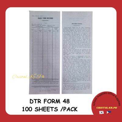 DAILY TIME RECORD DTR FORM 48 100SHEETS PER PACK | Lazada PH