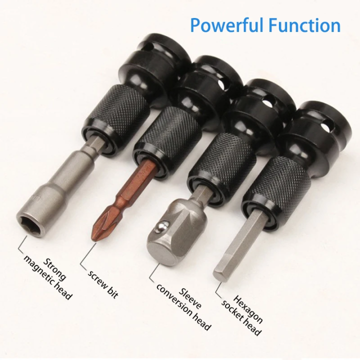 Impact Wrench Adapter Bit Socket Adapter Bor 1/2 Square 1/4 Hex Auto ...