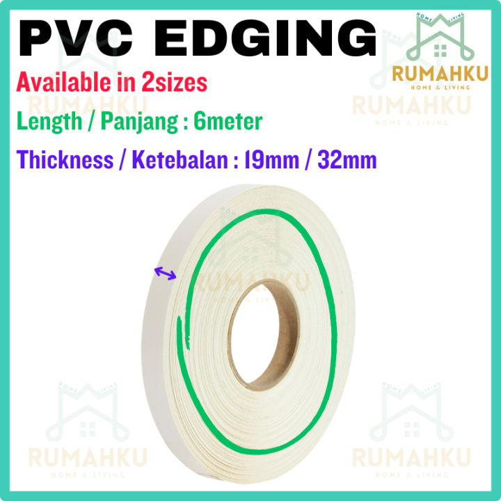 RMK PVC Edging 6 Meter for Wood Panel Width 19mm 32mm Papan Side Edging ...