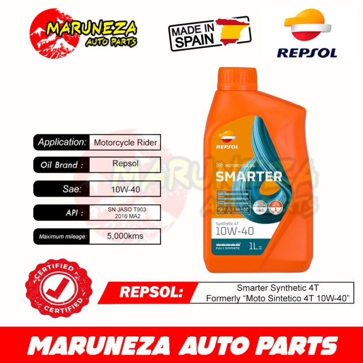 Repsol Smarter Synthetic 4T 10W-40 100% Fully Synthetic Liter | Lazada PH
