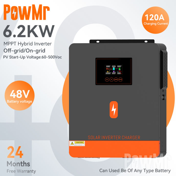 PowMr 6.2KW Solar Inverter 48V 120A MPPT 230VAC Hybrid Inverter Off/On ...