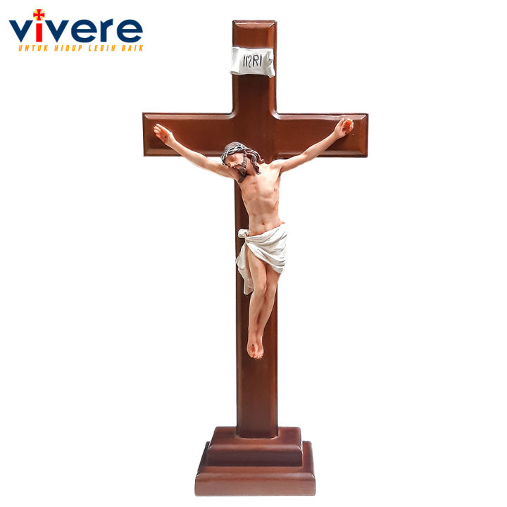 Salib Yesus Kayu Jati 38 cm Duduk | Lazada Indonesia