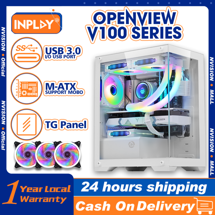 Pc Case Gaming Computer Case with Fan White Glass Inplay Seaview Palace ...